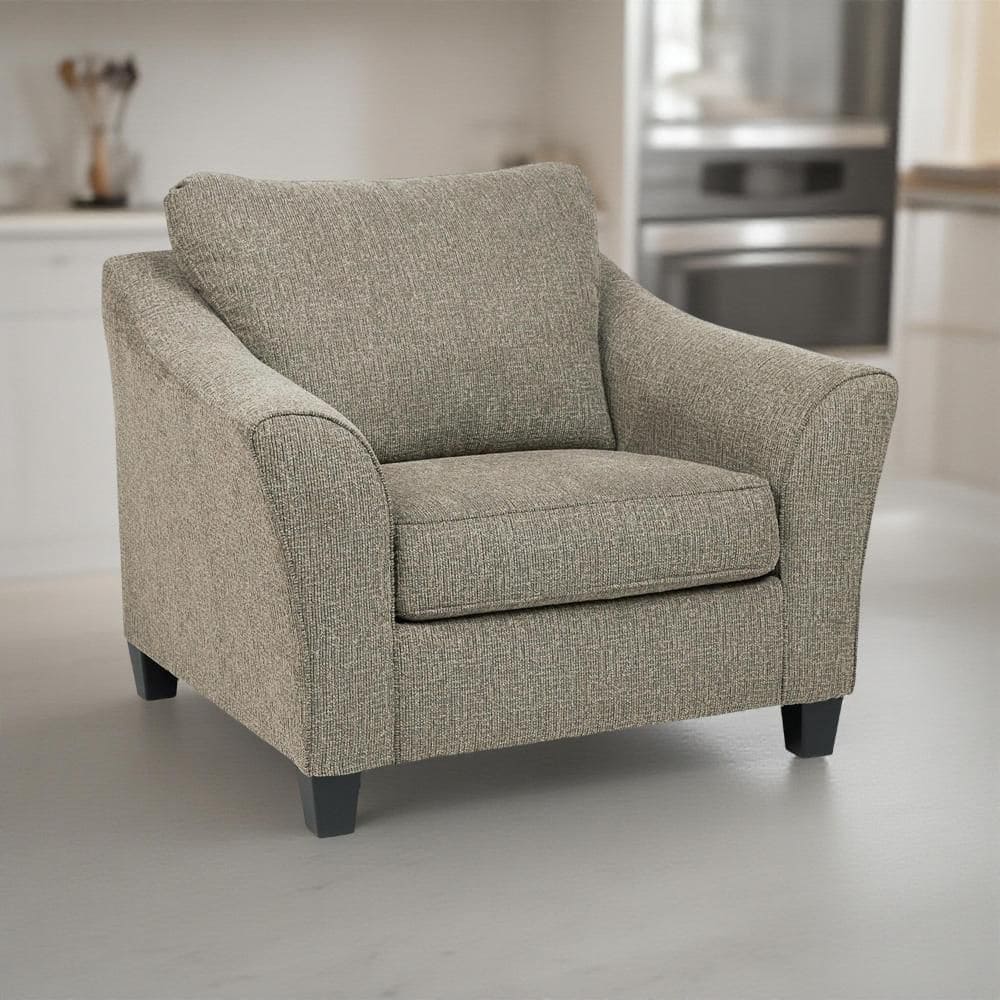 Benjara Pierce Taupe and Black Fabric Accent Chair with Soft Cushioned ...