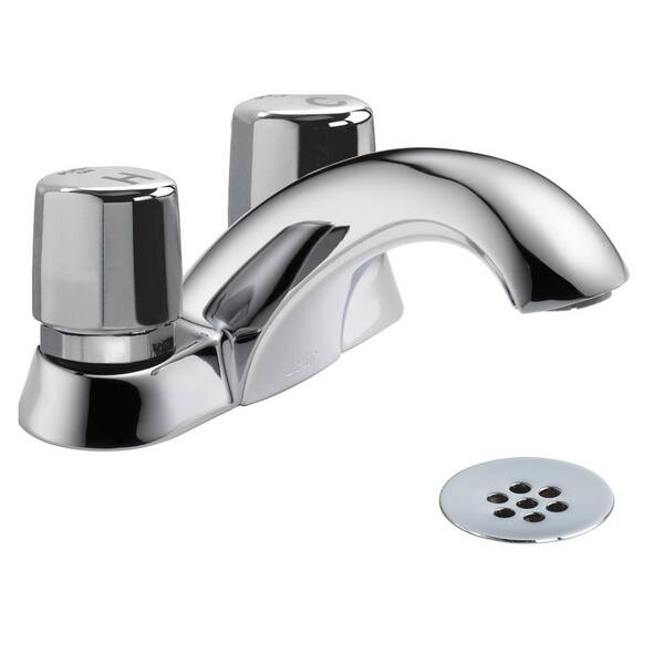 Delta Commercial Metering 4 in. Centerset 2-Handle Bathroom Faucet in ...