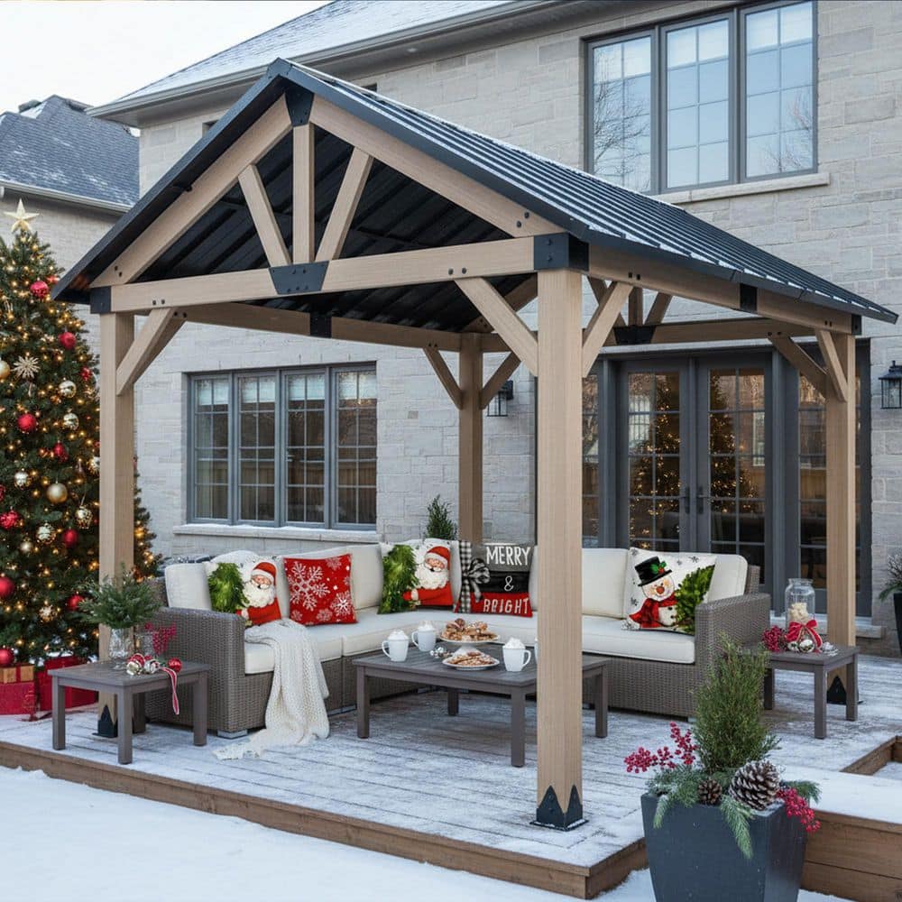 Mondawe Cedarpeak 10 ft. x 12 ft. Outdoor Cedar Wood Frame Hardtop ...