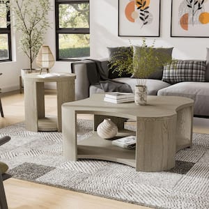 Furniture of America Leander 3 Piece 29 in. Oak Round Wood Coffee Table ...