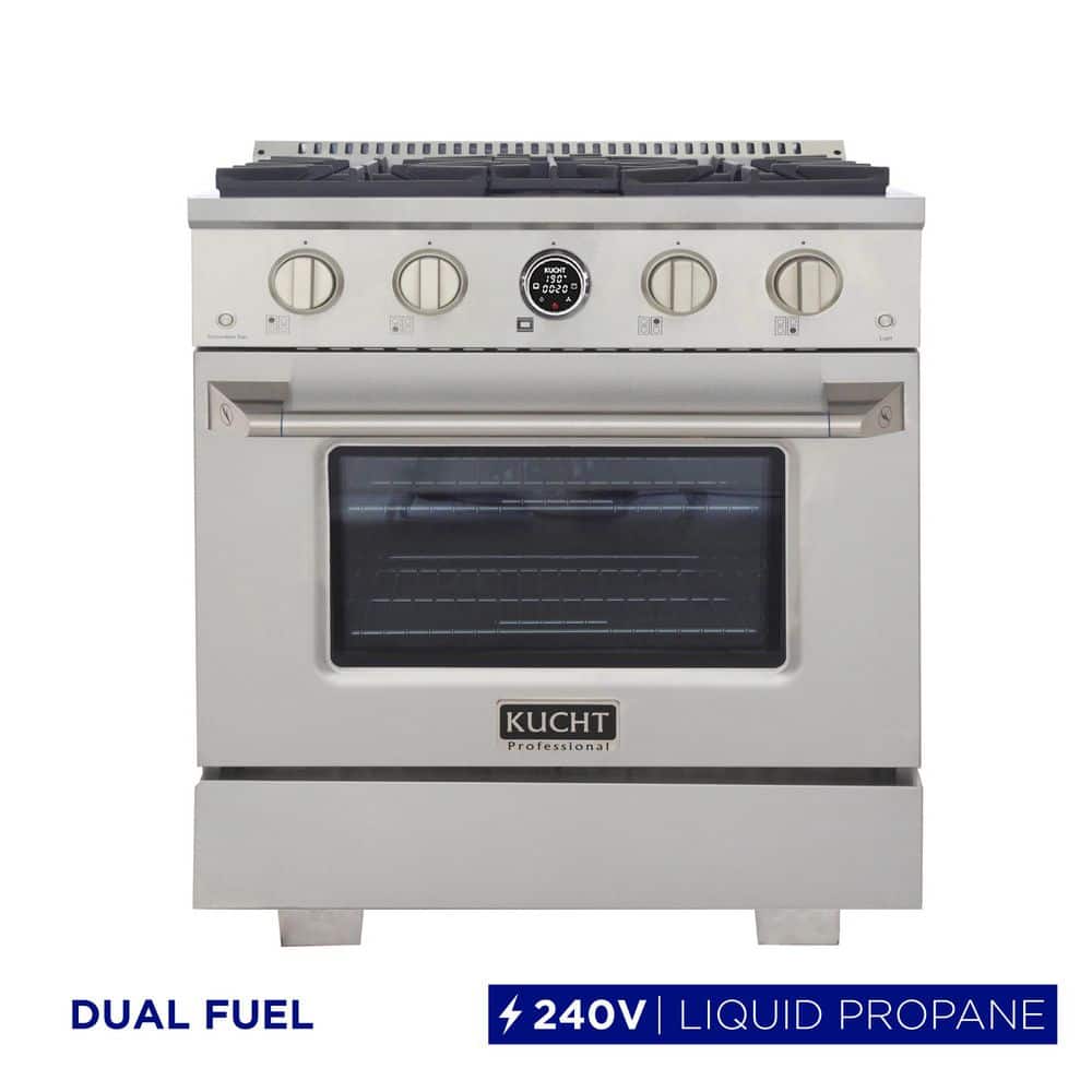 Kucht 30 in. 4.2 cu. ft. 4-Burners Dual Fuel Range for Propane Gas in ...