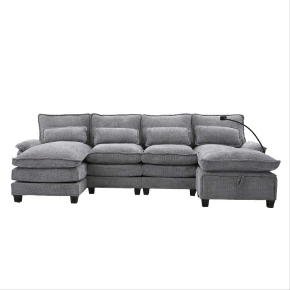 HOMEFUN 106 in. 5-pieces Chenille U-Shaped Modular Sectional Sofa with ...