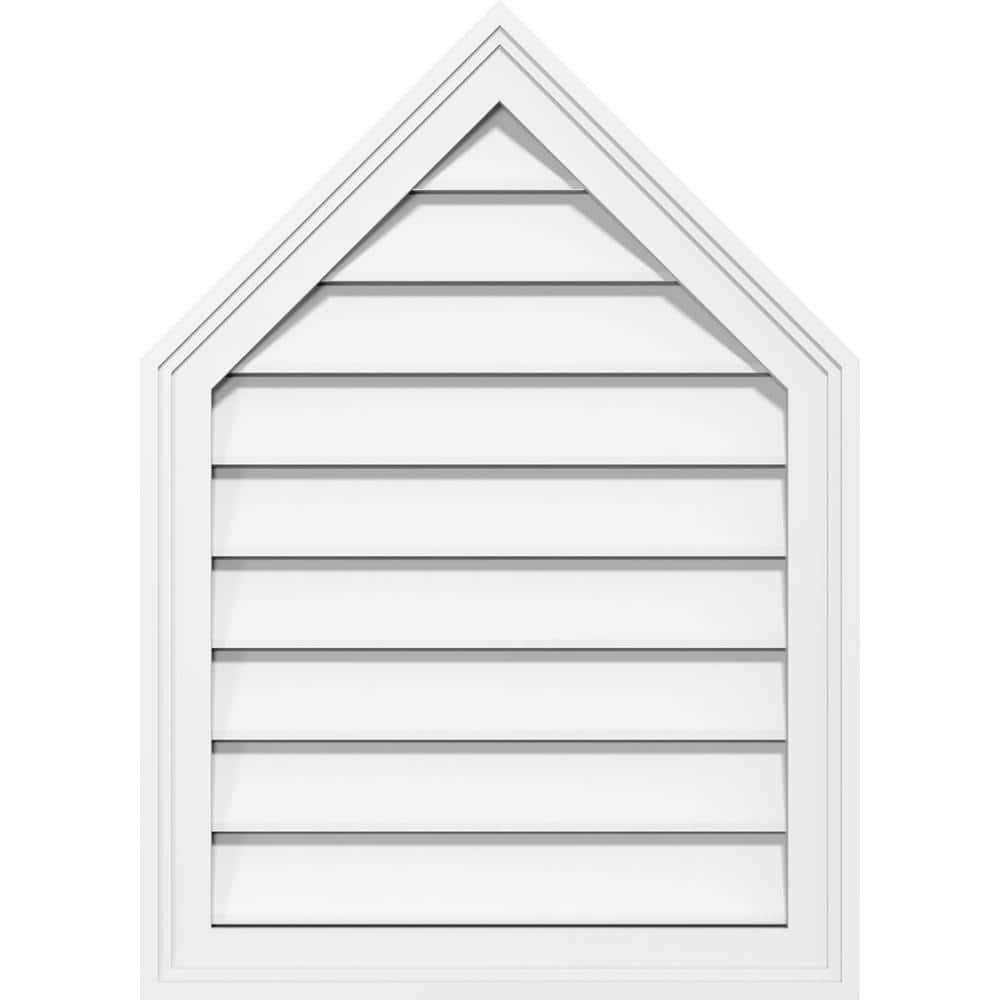 Ekena Millwork 42 in. x 40 in. Steeple White PVC Paintable Gable Louver ...