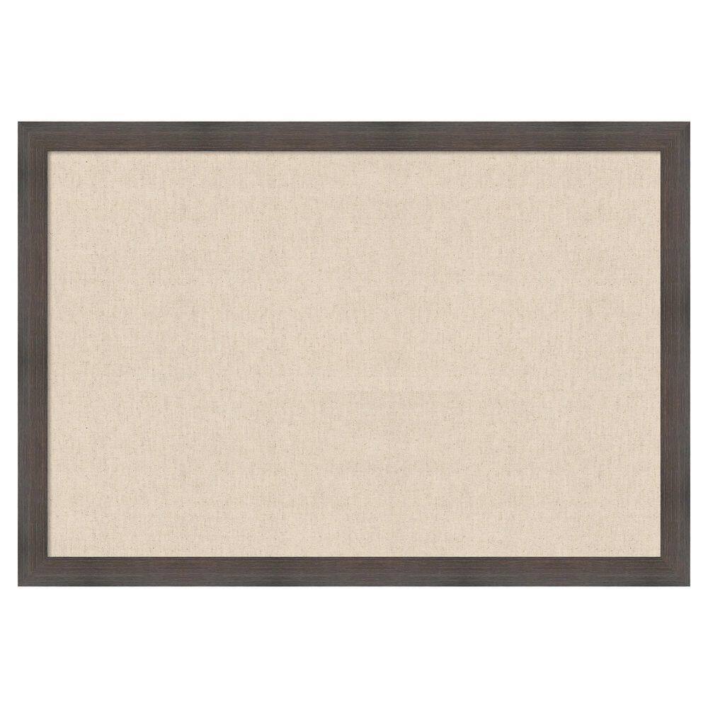 Amanti Art Natural Linen 39 in. x 27 in. Hardwood Chocolate Narrow Wood ...