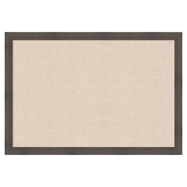 Amanti Art Natural Linen 39 in. x 27 in. Hardwood Chocolate Narrow Wood ...