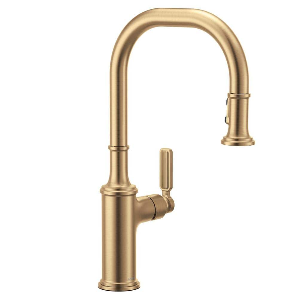 MOEN Smyth Bronzed Gold 16.56 in. H Pull Down Sprayer Kitchen Faucet ...