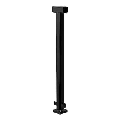 Peak Aluminum Railing 42 in. x 40 in. Black Aluminum Deck Railing Wide ...