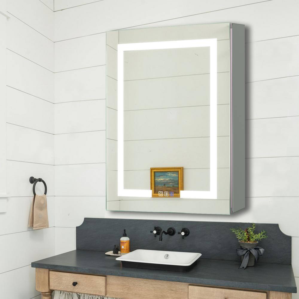 WOODSAM 24 in. W x 30 in. H Rectangular Silver Aluminum Recessed ...