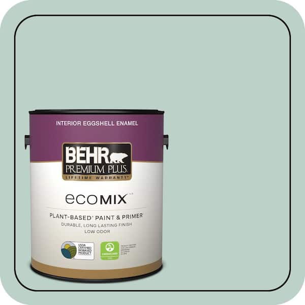 BEHR PREMIUM PLUS 1 gal. #S420-2 Moon Glass Eggshell Enamel EcoMix ...
