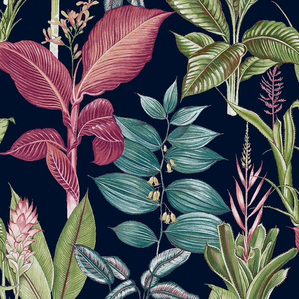 NEXT Fantasy Rainforest Leaves Navy Blue Wallpaper Sample 11830094 ...