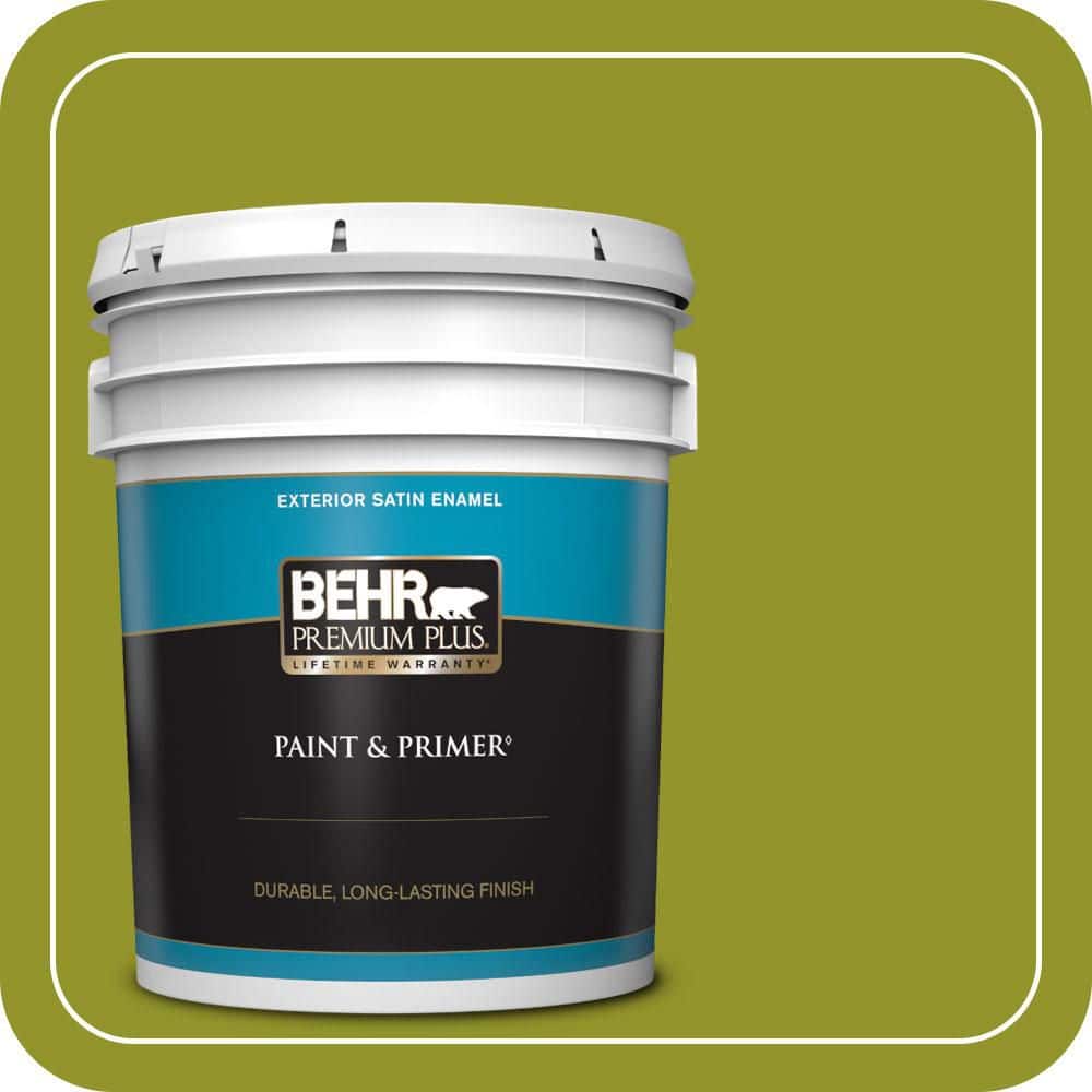 BEHR PREMIUM PLUS 5 gal. #P350-7 Lazy Lizard Satin Enamel Exterior ...