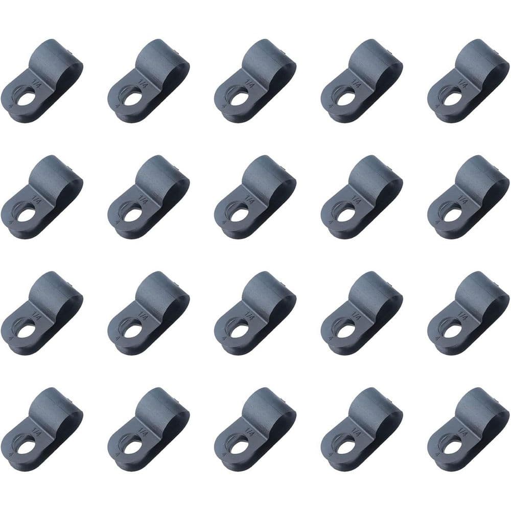 Yichuhaoxi 50-Pieces R Type Nylon Cable Clamp 1/4 in. Black Screw ...
