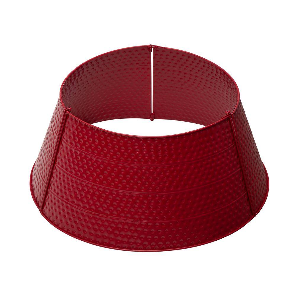 Glitzhome 22 in. D Red Hammered Metal Tree Collar (KD) 2010600008 - The ...