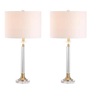 JONATHAN Y Mark 28 in. Clear/Brass Gold Crystal/Metal LED Table Lamp ...