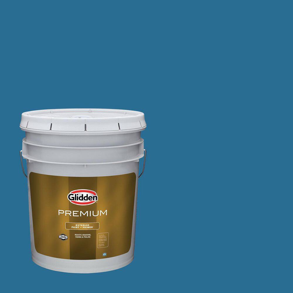 Glidden Premium 5 gal. PPG1158-6 Blue Oasis Satin Exterior Latex Paint ...