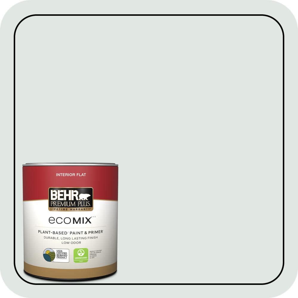 BEHR PREMIUM PLUS 1 qt. #490E-1 Glimmer Flat EcoMix Plant-Based ...