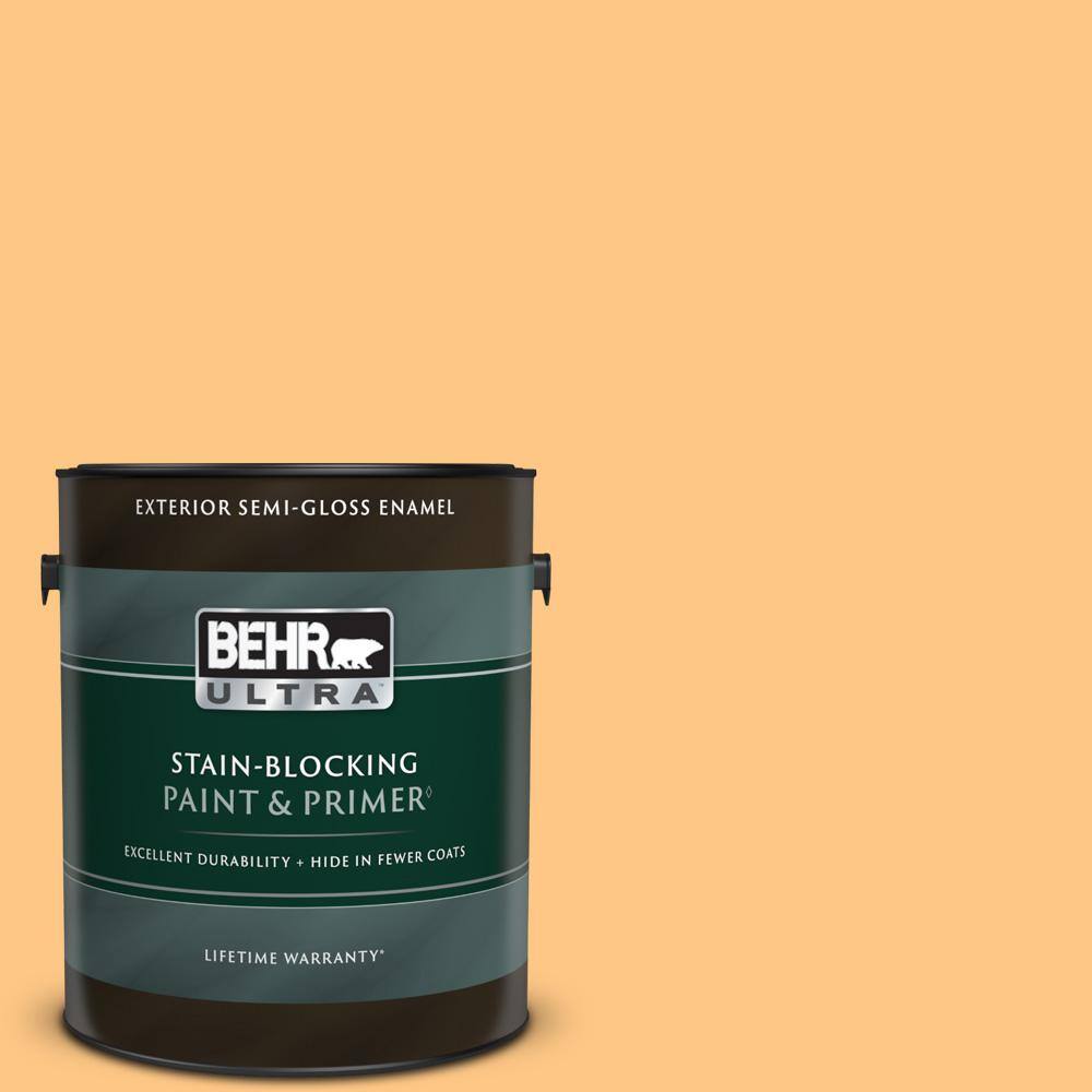 BEHR ULTRA 1 gal. #P240-4 Mango Tango Semi-Gloss Enamel Exterior Paint ...