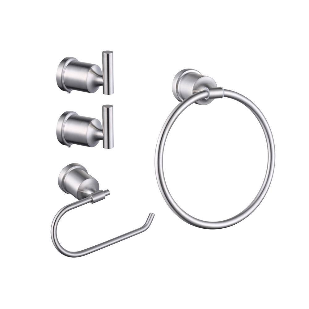 ALEASHA 4 -Piece Bath Hardware Set with Mounting Hardware in Brushed ...
