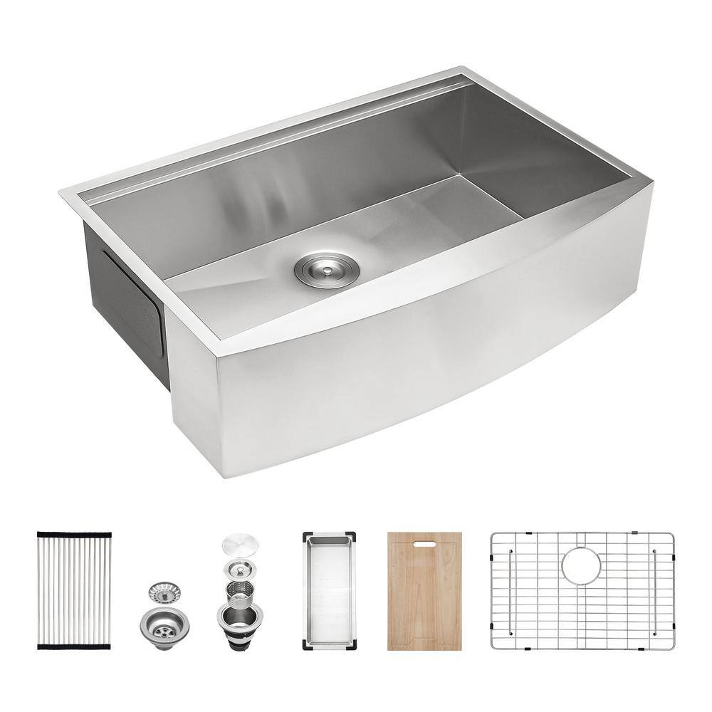 RAINLEX 33 in. L x 21 in. W Farmhouse Apron Front Single Bowl 18 Gauge ...