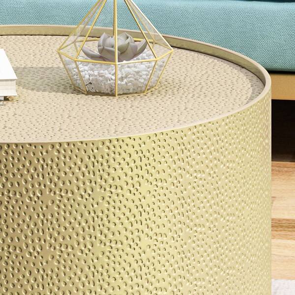 Noble House Braeburn 3 Piece 26 in. Gold Medium Round Metal Coffee Table Set 68198