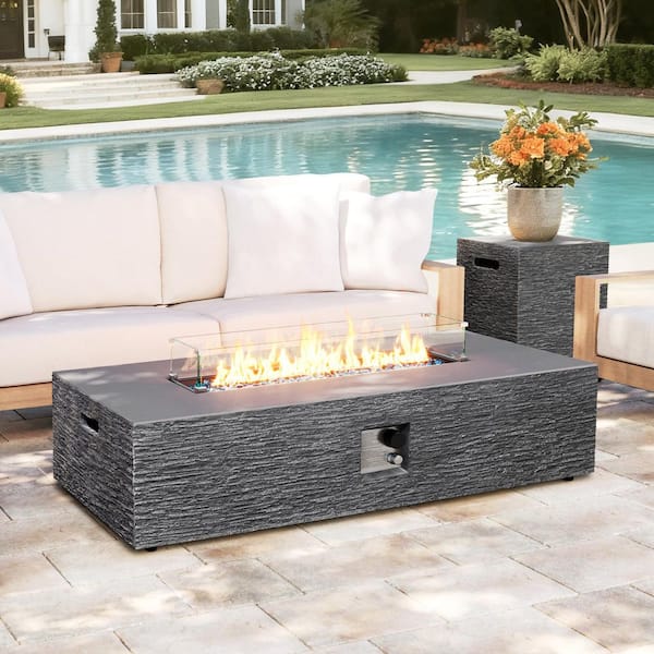 Cesicia 56 in. 50,000 BTU Rectangular Glass Fiber Reinforced Concrete ...