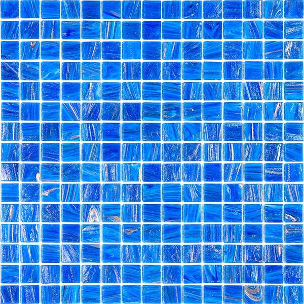 Apollo Tile Celestial Glossy Azure Blue 12 in. x 12 in. Glass Mosaic ...