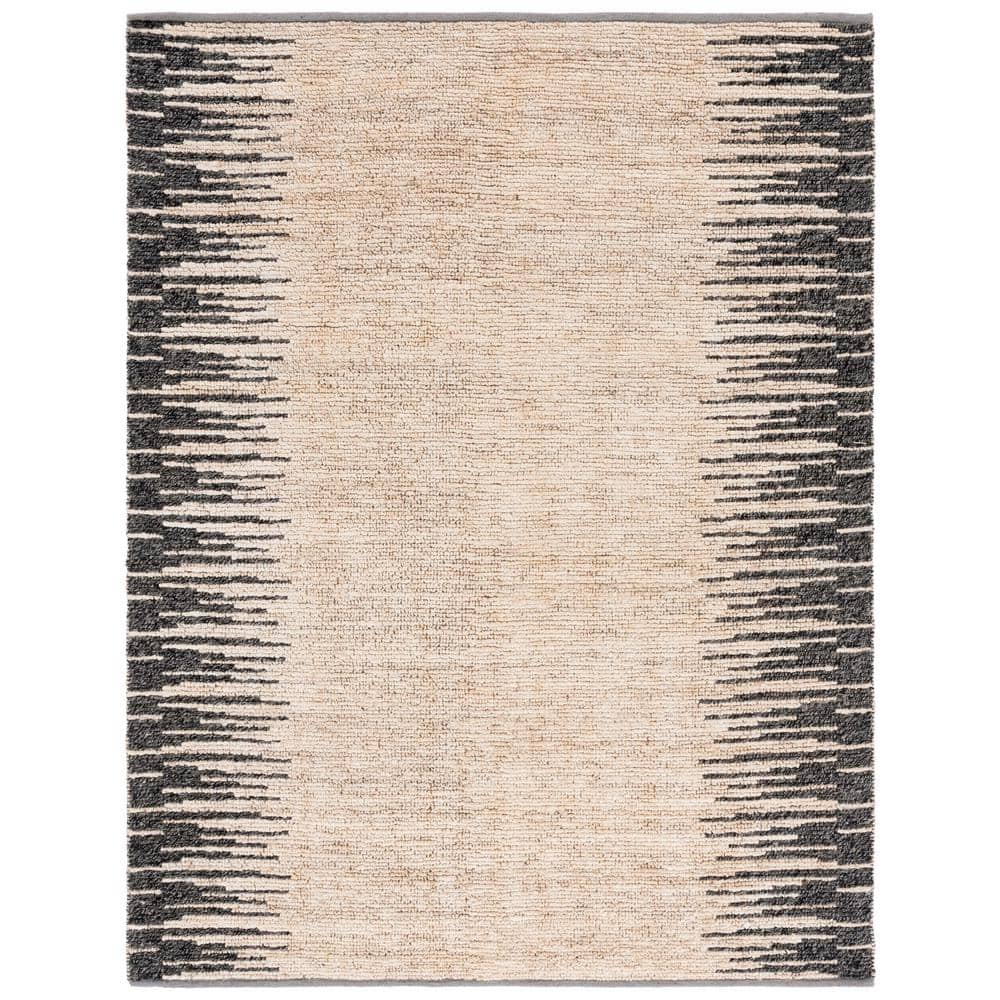 SAFAVIEH Natural Fiber Bleach/Black 8 ft. x 10 ft. Transition Marle ...