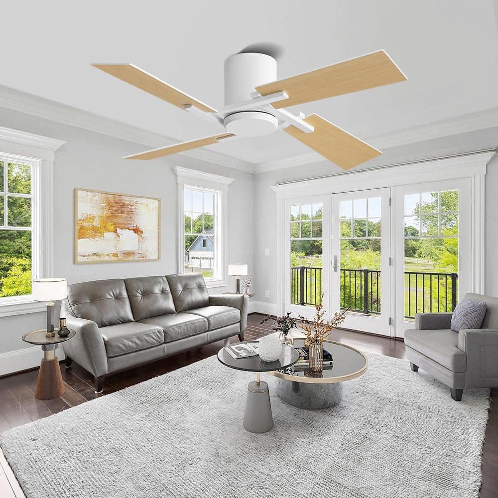 MLiAN 48Inch 4 Two-color Fan Blades Dc Motor Indoor Flush Mount ...