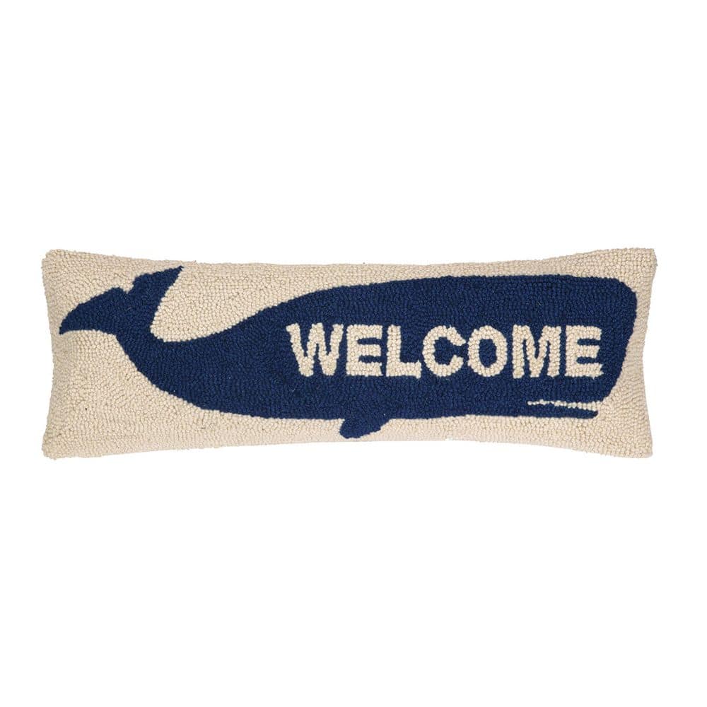 Makers Collective The Pillow Shoppe Welcome Whale Blue Wool 8 in. x 24 ...