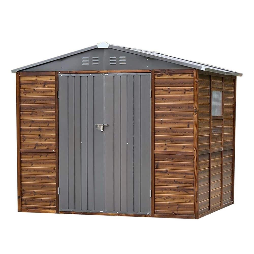 Daheat Dire 6 ft. W x 7 ft. D Brown Iron-Wood Combination Tool Shed ...