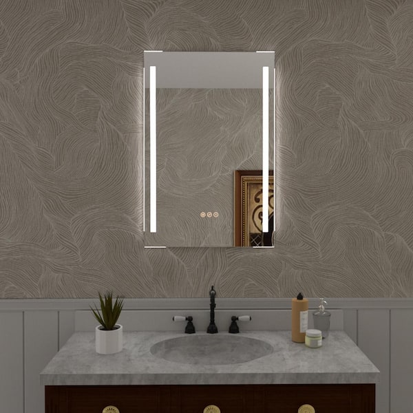 Hermitage Bath Spring 20 in. W x 30 in. H Rectangular Frameless LED Wall Bathroom Vanity Mirror ...