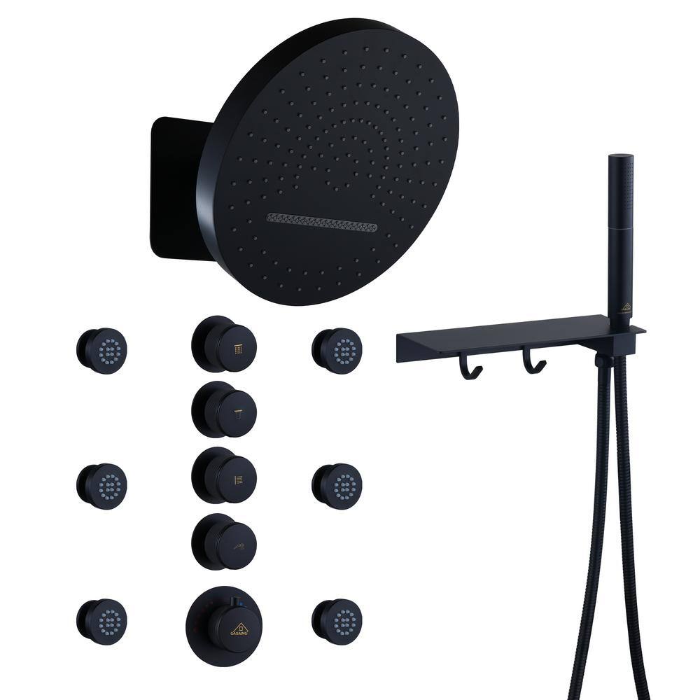 CASAINC Dual Showers 4-Spray Patterns 12.6 in. Round Wall Mounted Fixed ...