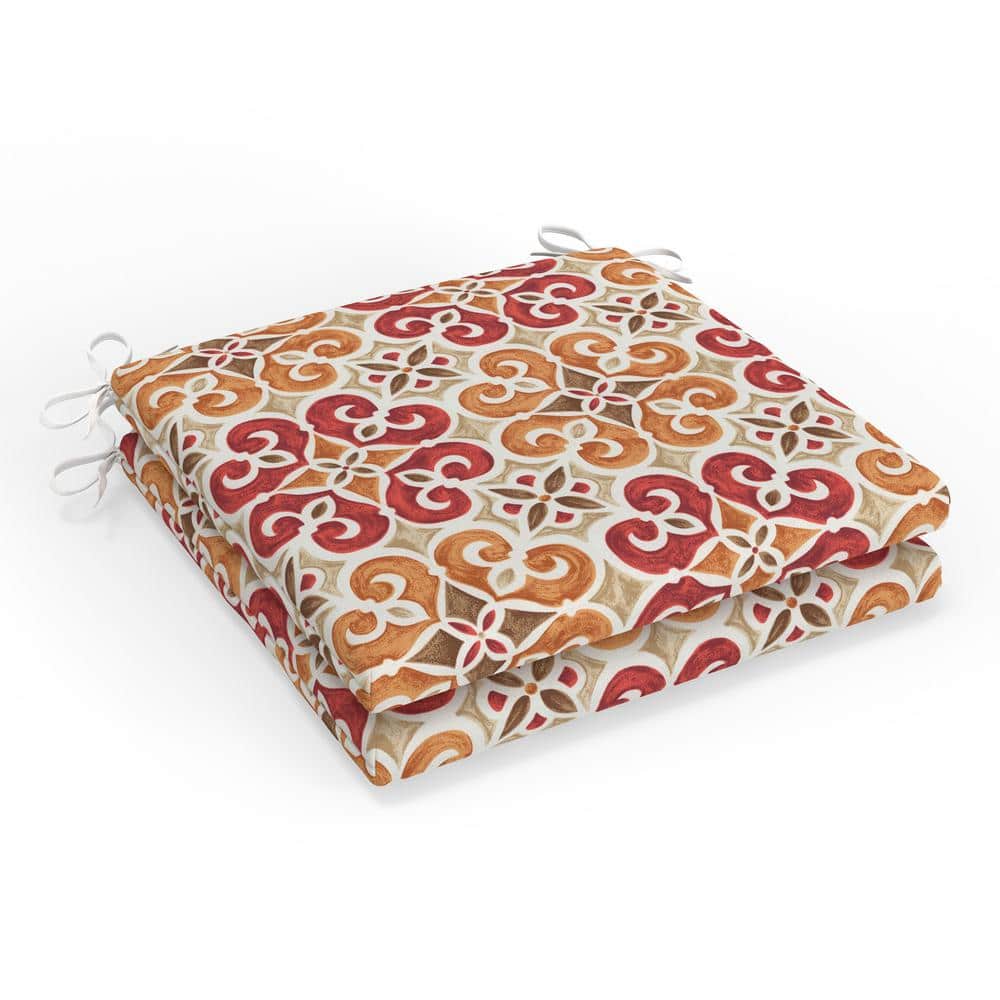 Pillow Perfect Tile Marbella Tuscan Brown Brown Square Outdoor Squared ...