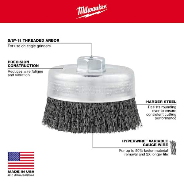 Milwaukee 3 in. Carbon Steel Crimped Wire Cup Brush 48 52 5060