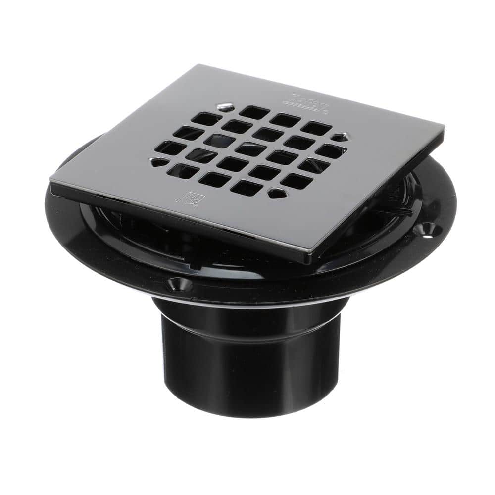 Oatey Round Black ABS Shower Drain with 4-1/2 in. Square Snap-In ...