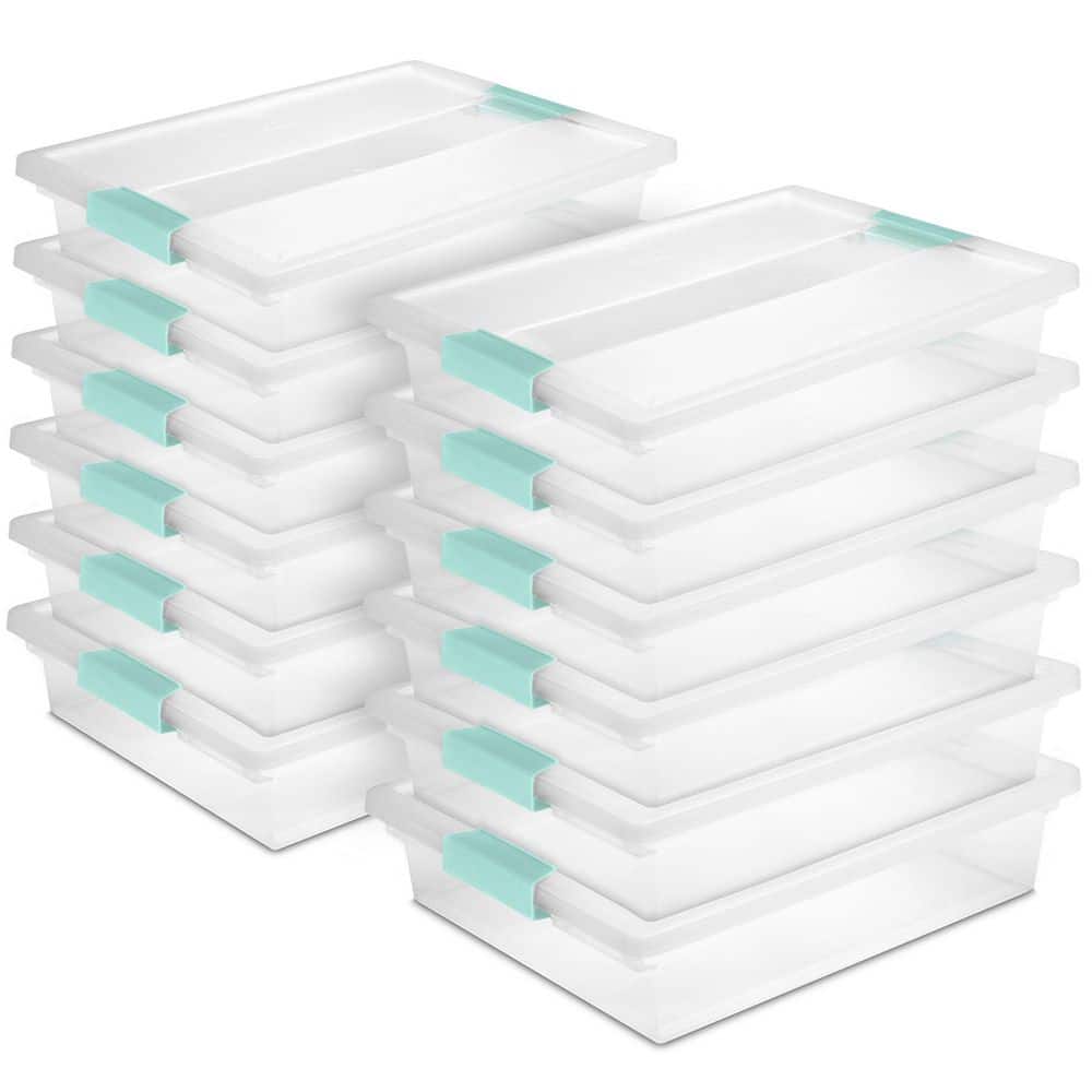 Sterilite 5.7 qt. Large Plastic Stackable Storage Bin in Clear Latch ...
