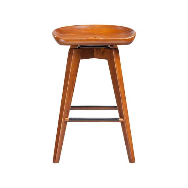 Boraam Bali 24 in. Walnut Swivel Bar Stool 55124 The Home Depot