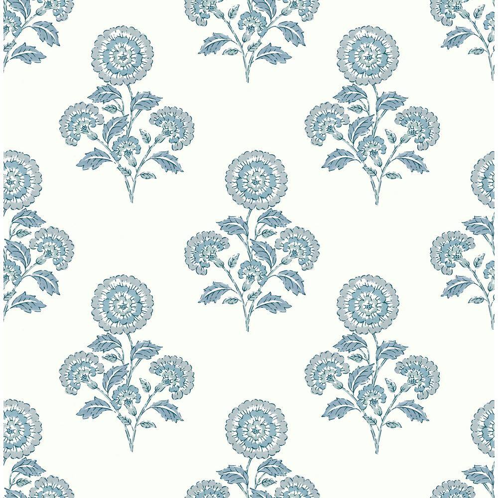 SOCIETY SOCIAL Blue on Blue Flourish Block Print Peel and Stick ...