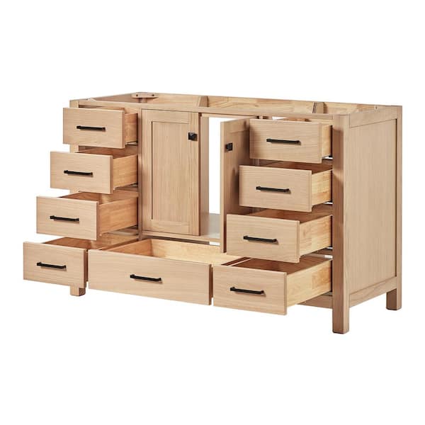 ARIEL Cambridge 54 in. W x 21.5 in. D x 34.5 in. H Bath Vanity Cabinet without Top in Oak A054S BC WOA