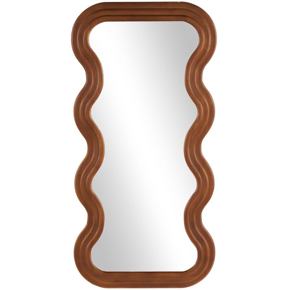 Litton Lane 47 in. x 24 in. Wavy Rectangle Framed Brown Wall Mirror ...