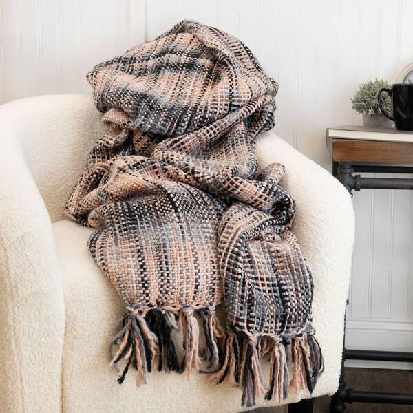 DONNA SHARP Heritage Woven Salmon Pink Acrylic Throw Blanket 70058 ...