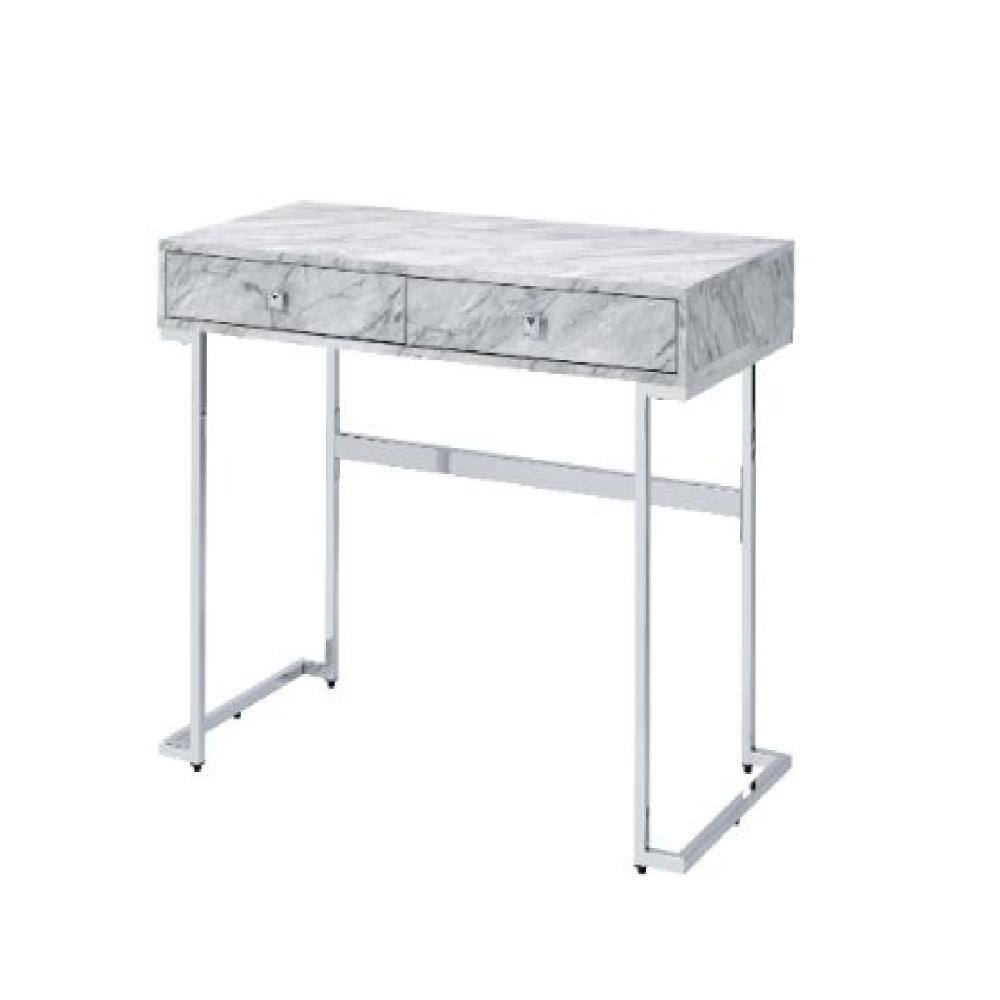 Benjara 19 in. Rectangular Gray Wood Top 2-Drawer Writing Desk with ...
