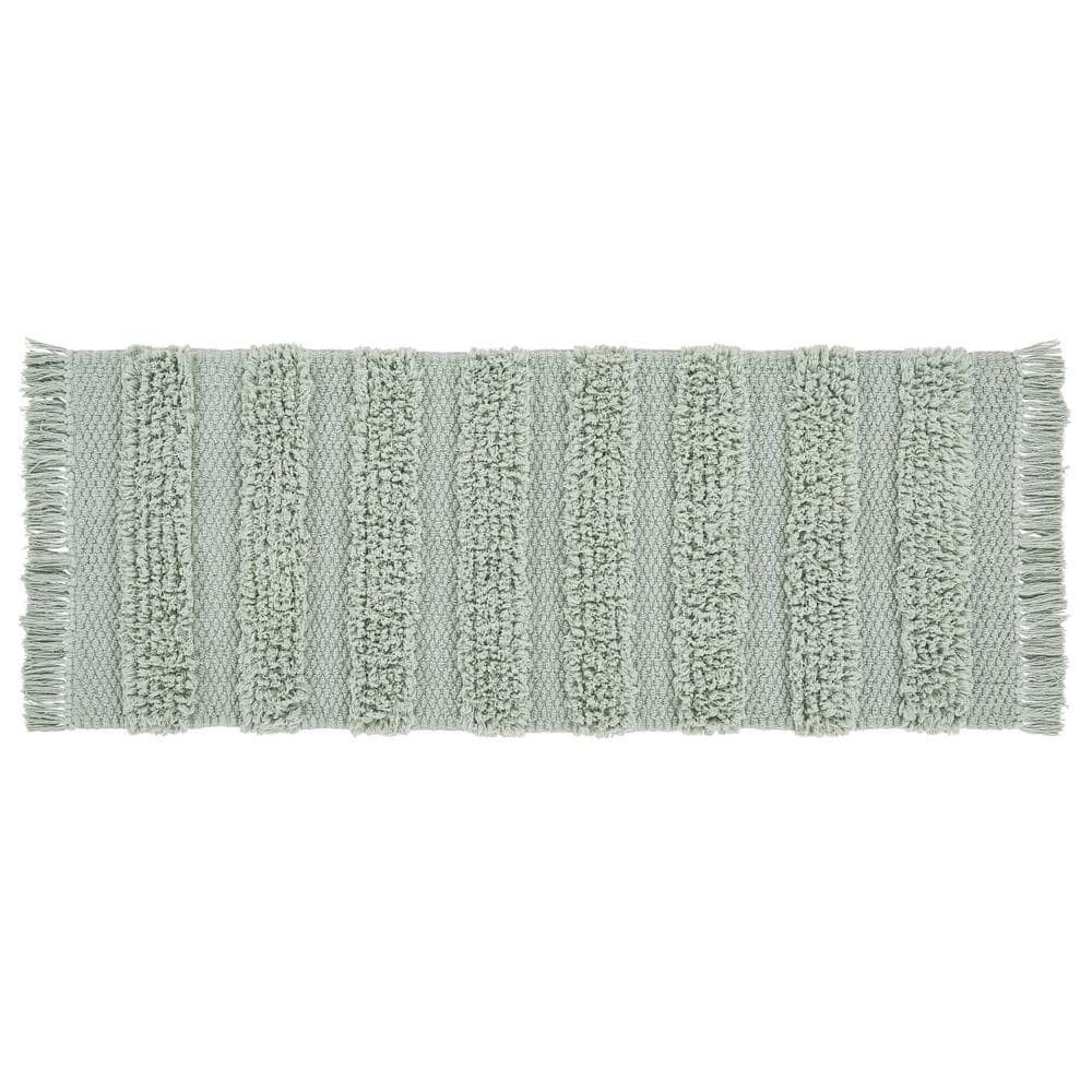 VCNY Home Savannah 24 in. x 60 in. Sage Striped Cotton-Polyester ...