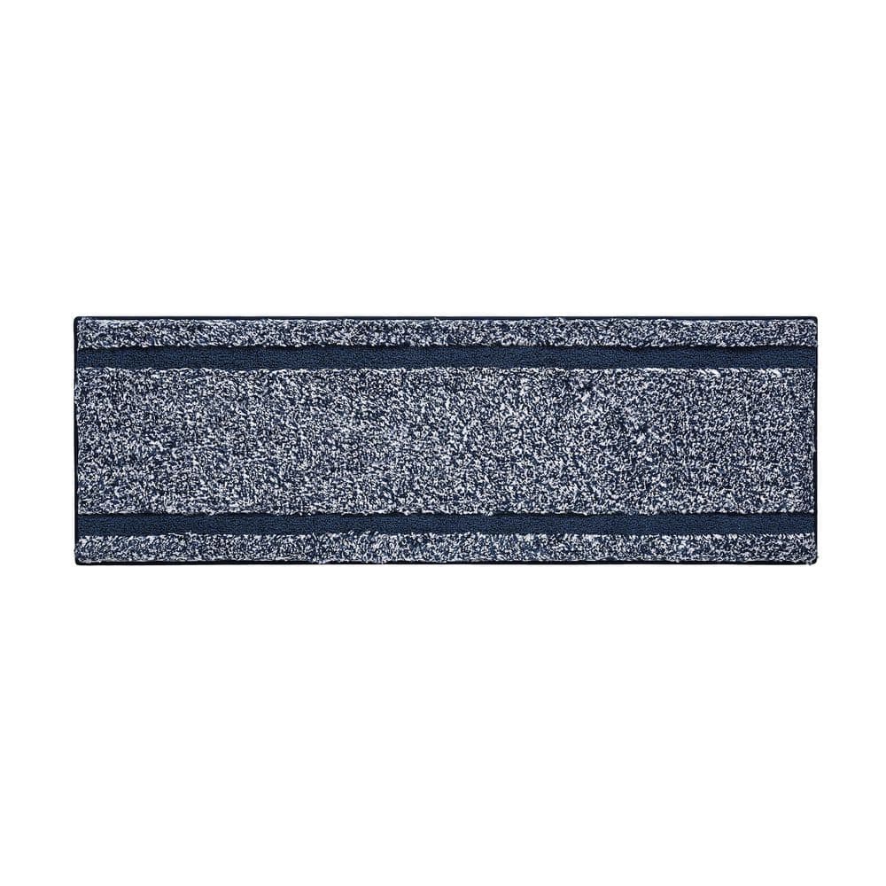 VCNY Home Heathered 20 in. x 60 in. Navy White Hotel Border Polyester ...