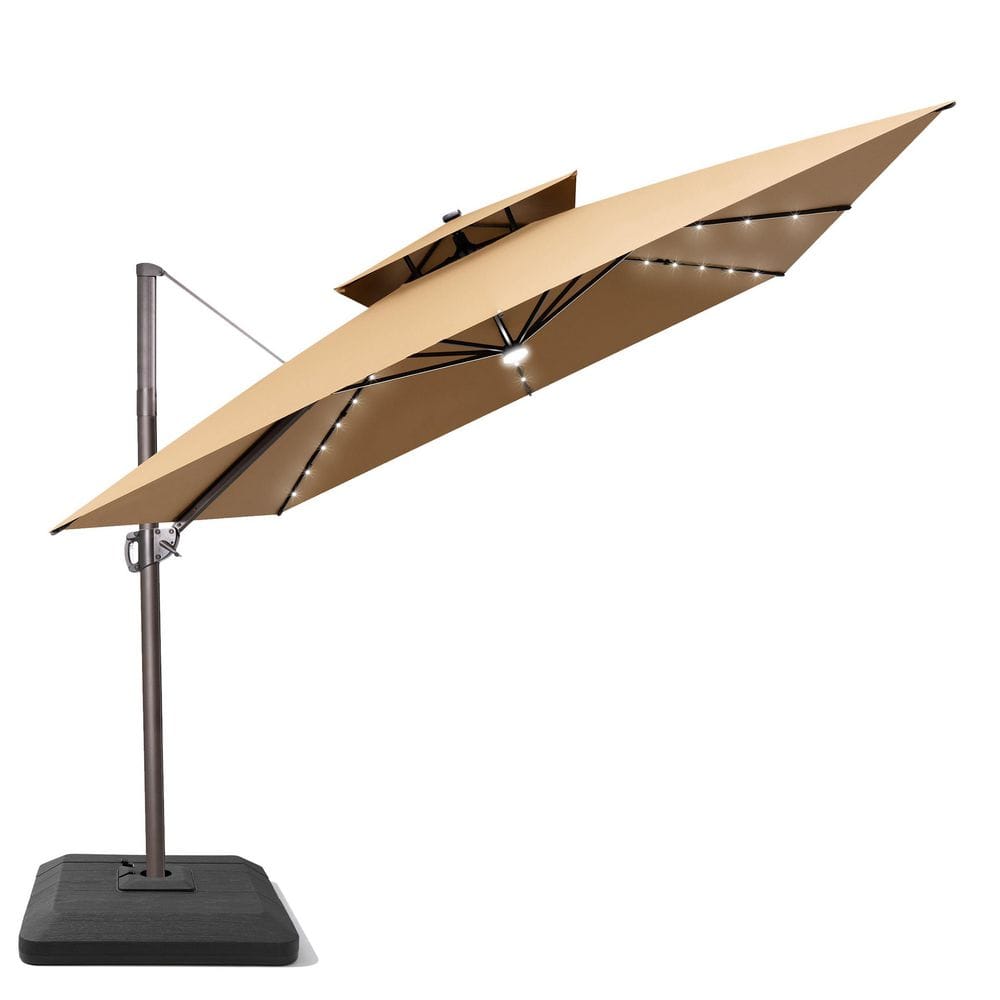 CLOUDFLY 11 ft. x 11 ft. Outdoor Cantilever Umbrella with Detachable ...