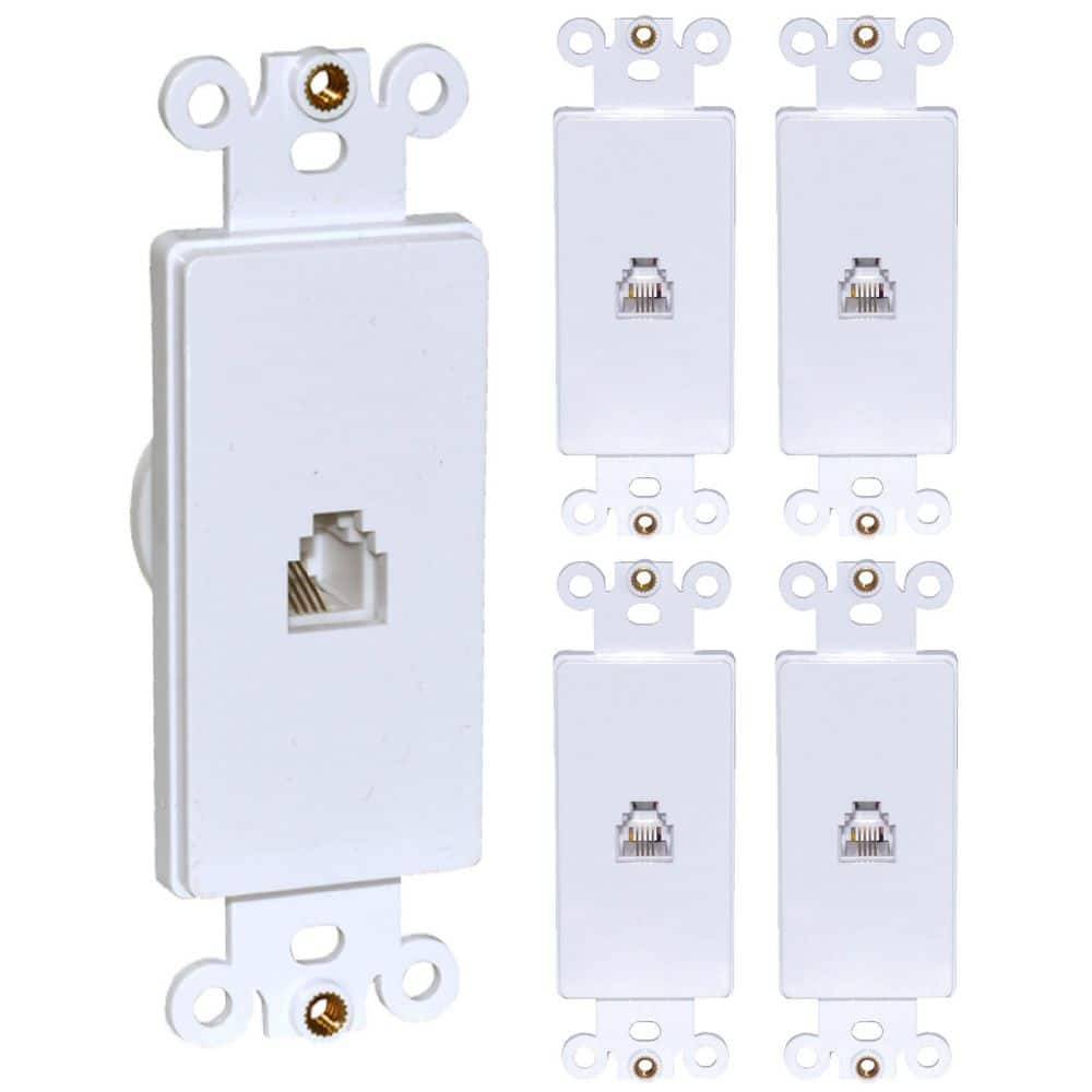 Newhouse Hardware 1-Gang White Decora Single Phone Jack Plastic Insert ...