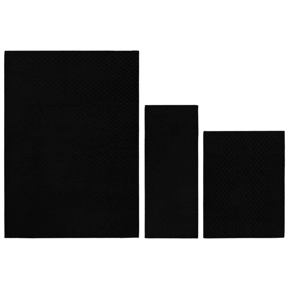Garland Rug Medallion Black 5 ft. x 7 ft. Geometric 3-Piece Rug Set ...
