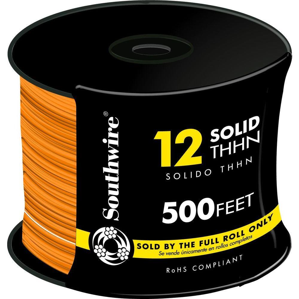 Southwire 500 ft. 12 Orange Solid CU THHN Wire 11593158 - The Home Depot