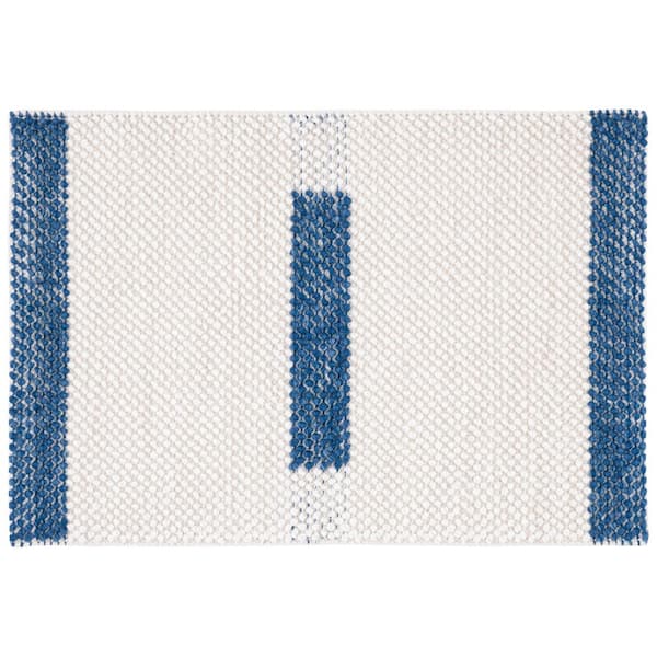 SAFAVIEH Natura 3 ft. x 5 ft. Ivory/Navy Geometric Border Area Rug ...