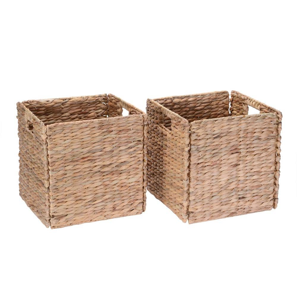Villacera 12 in. H x 12 in. W x 12 in. D Tan Wicker Cube Storage Bin 2 ...